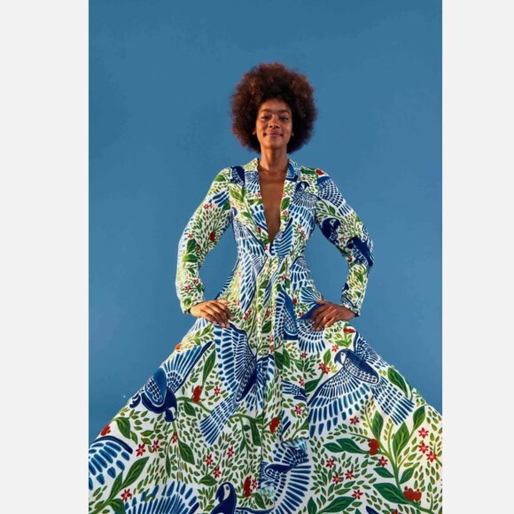 FARM Rio | Dresses | Farm Rio Fruit Farm Rio Blue Macaw Flight Maxi ...
